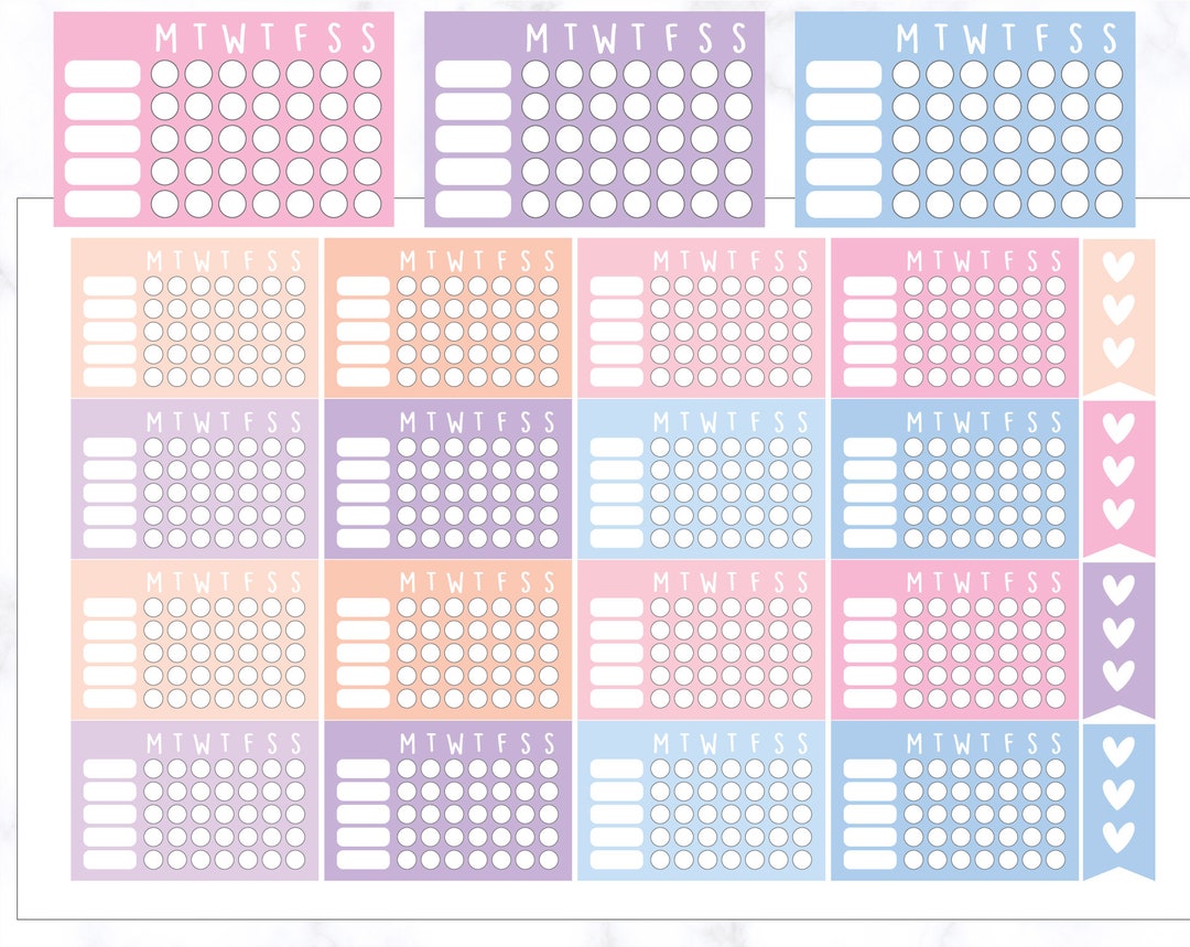 5 Row Weekly Habit Tracker Planner Stickers | Habit Tracker Stickers ...