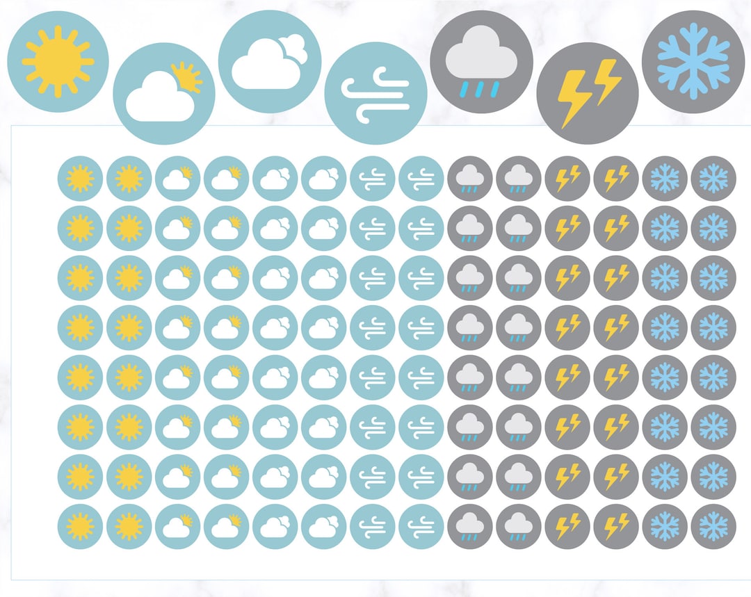 112 Mini Weather Stickers | Weather Planner Stickers | Weather Tracking ...