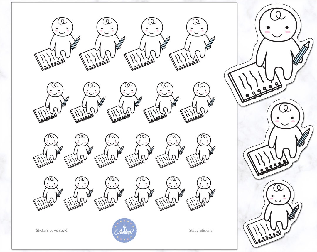 Study Emoji Planner Stickers Study Stickers Book Planner Stickers ...