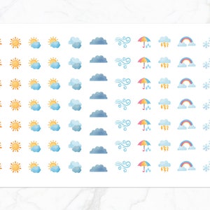 Watercolour Weather Planner Stickers | Weather Journal Stickers ...
