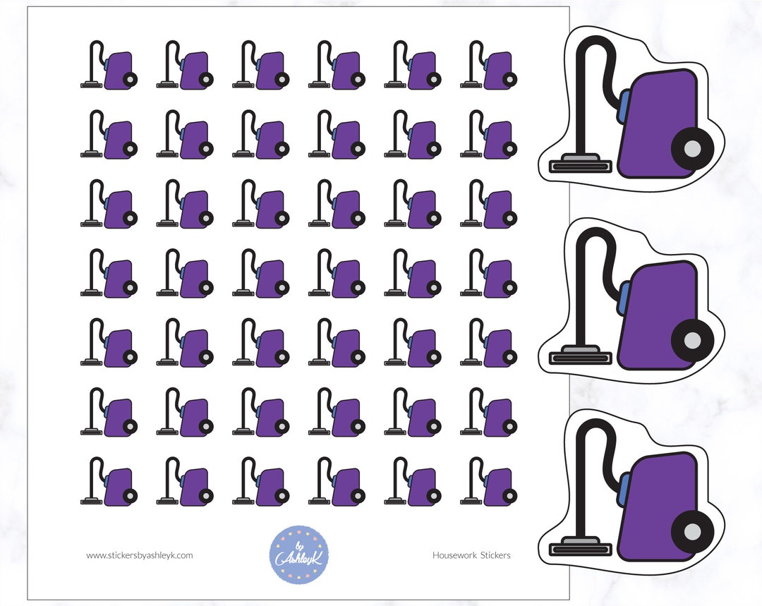 Vacuum Housework Stickers | Vacuuming Stickers | Vacuum Day Planner ...