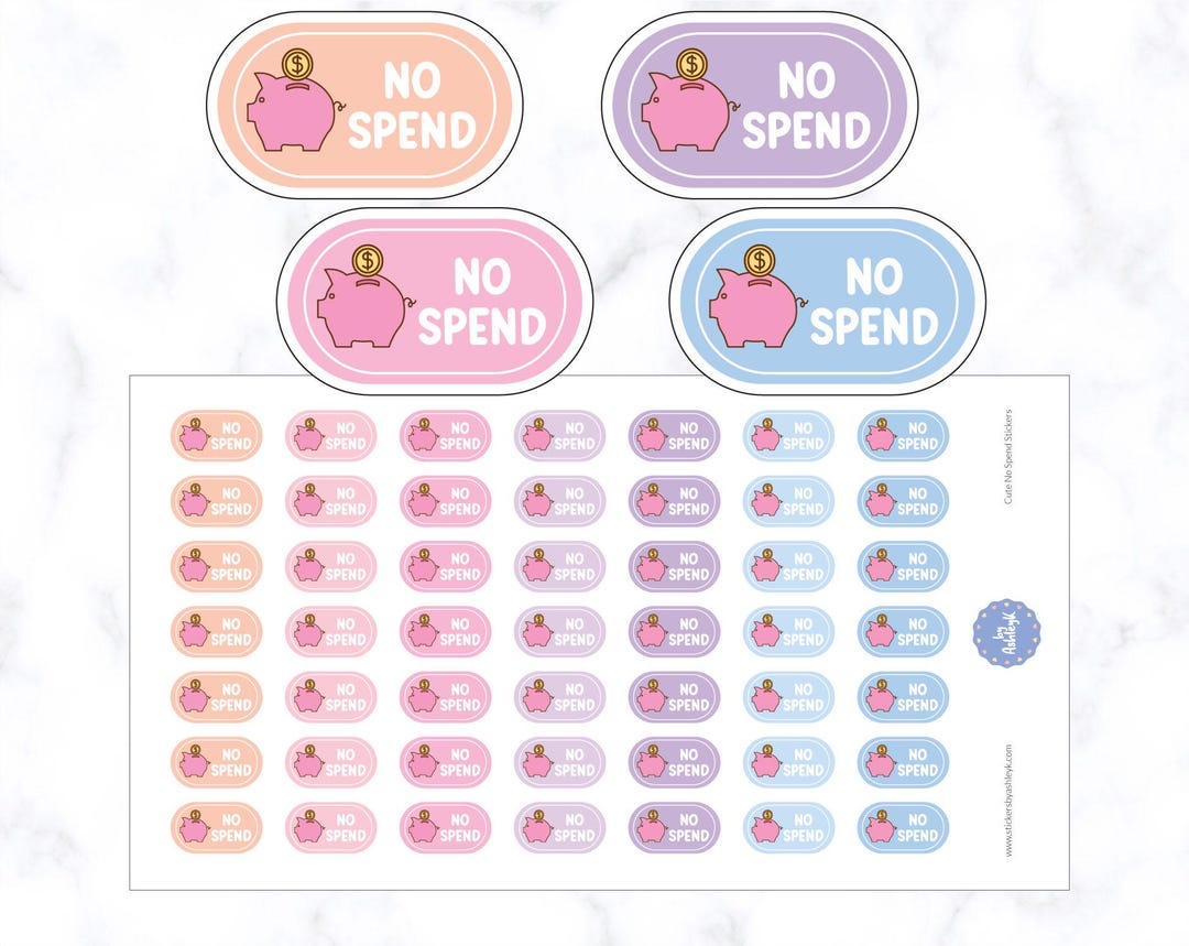 Cute No Spend Stickers | Money Planner Stickers | Savings Stickers ...