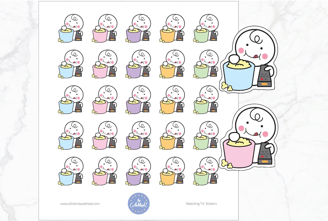 Watching TV Emoji Stickers | TV Planner Stickers | Movie Stickers ...