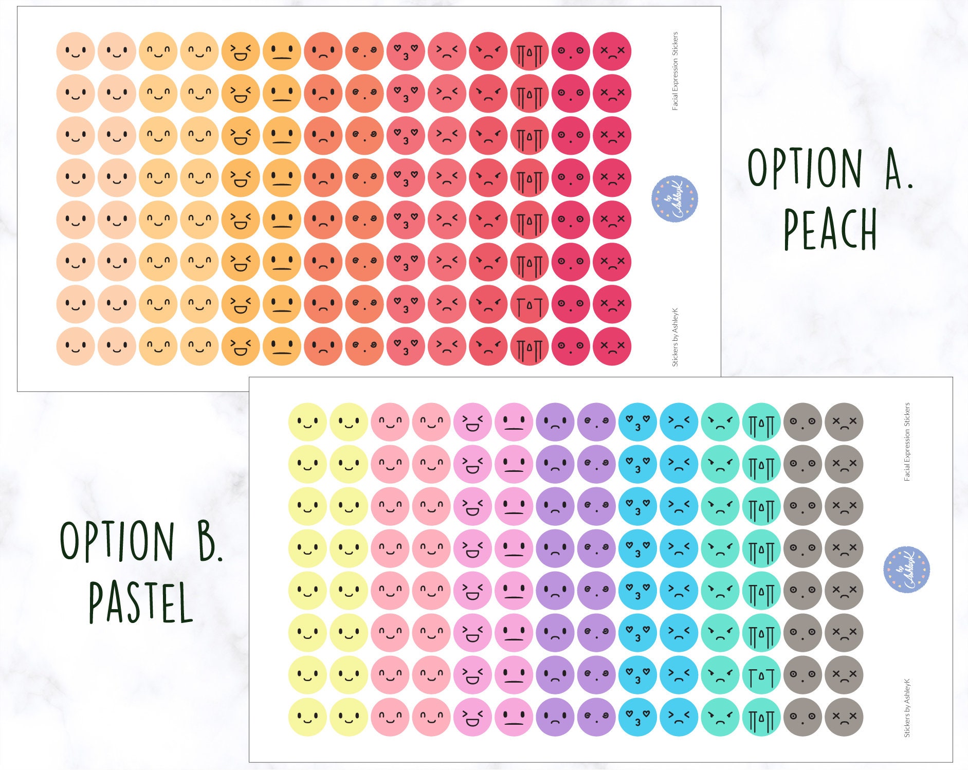 Facial Expressions Stickers | Emoticon Round Stickers | Face Emoticon ...
