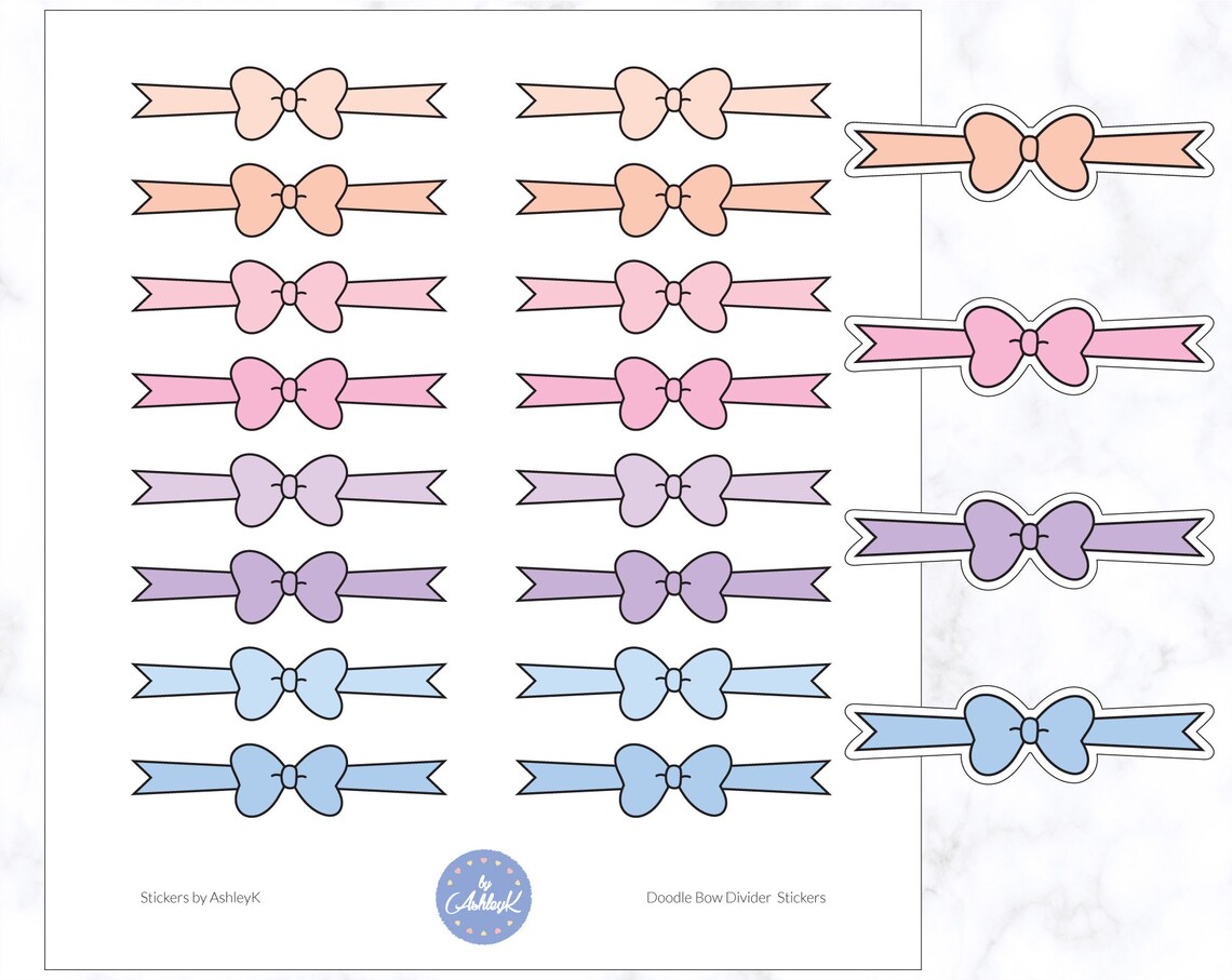 Doodle Bow Divider Stickers Bow Divider Planner Stickers - Etsy