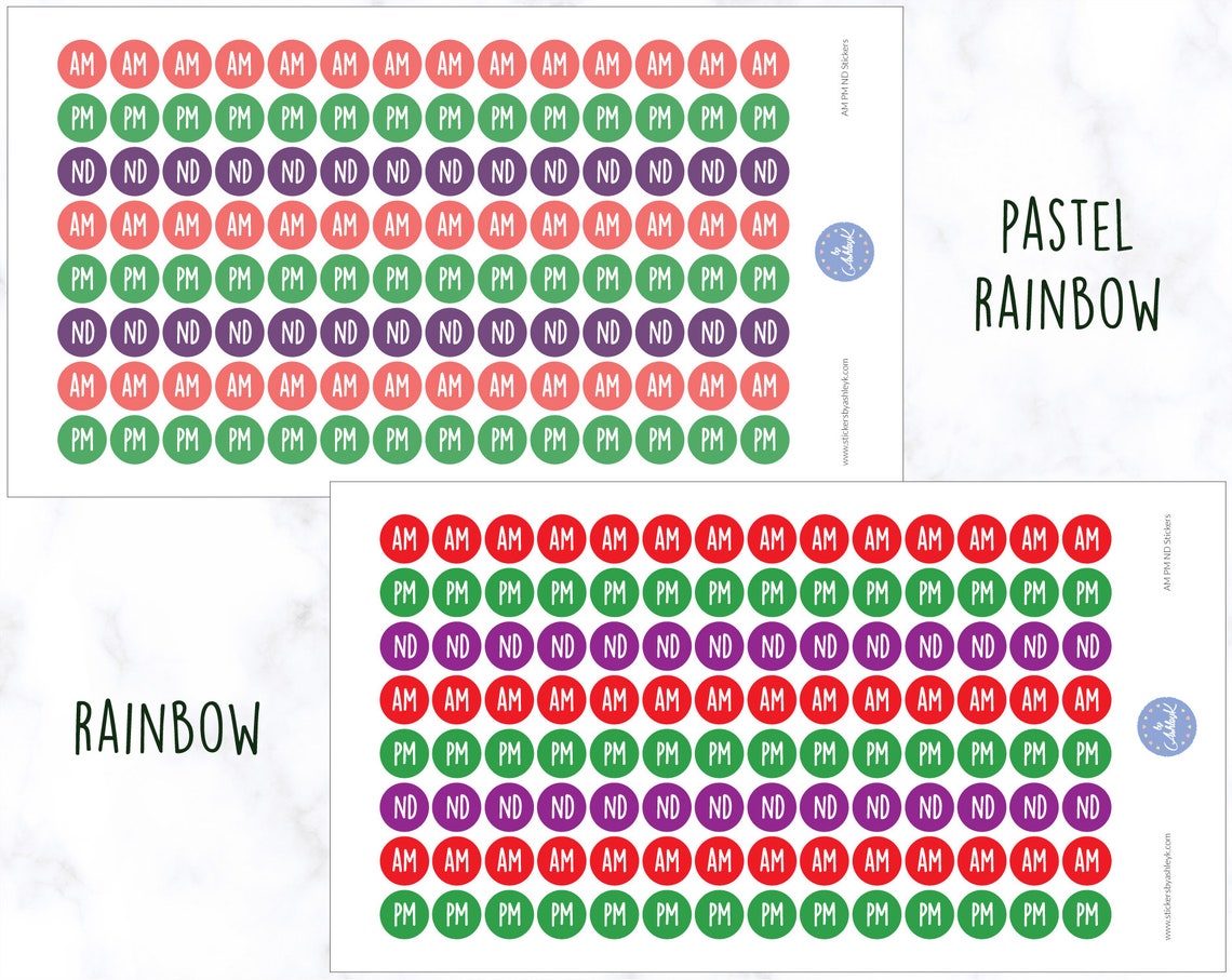 112 AM PM ND Round Stickers | Work Shift Stickers | Am Pm Planner ...