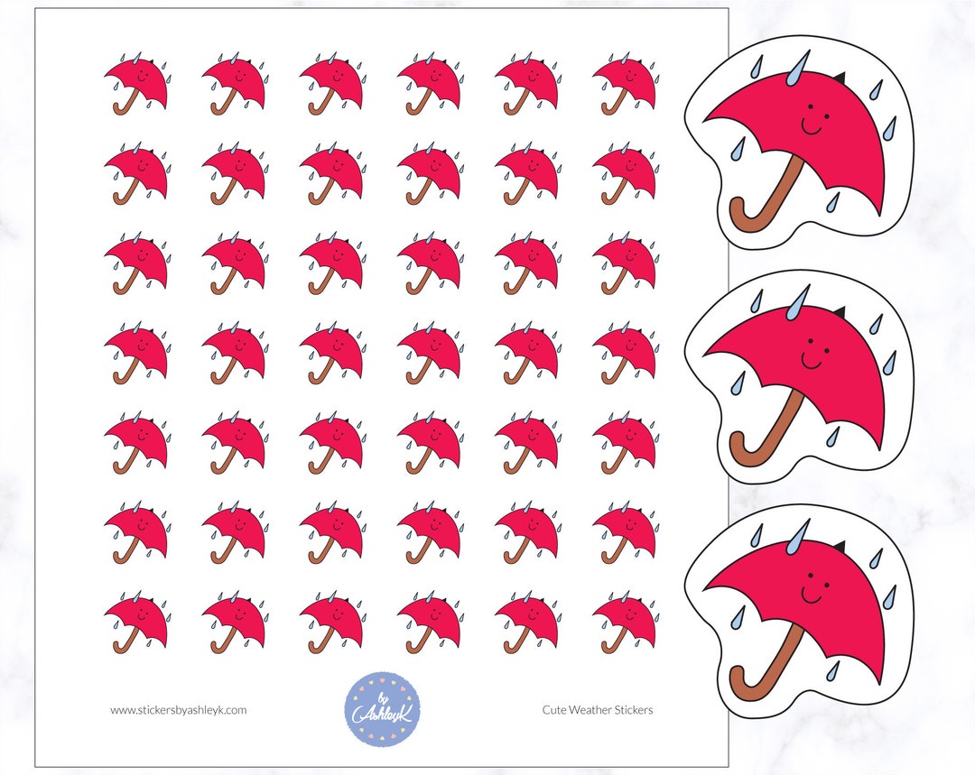Umbrella Cute Weather Planner Stickers | Weather Stickers | Umbrella ...