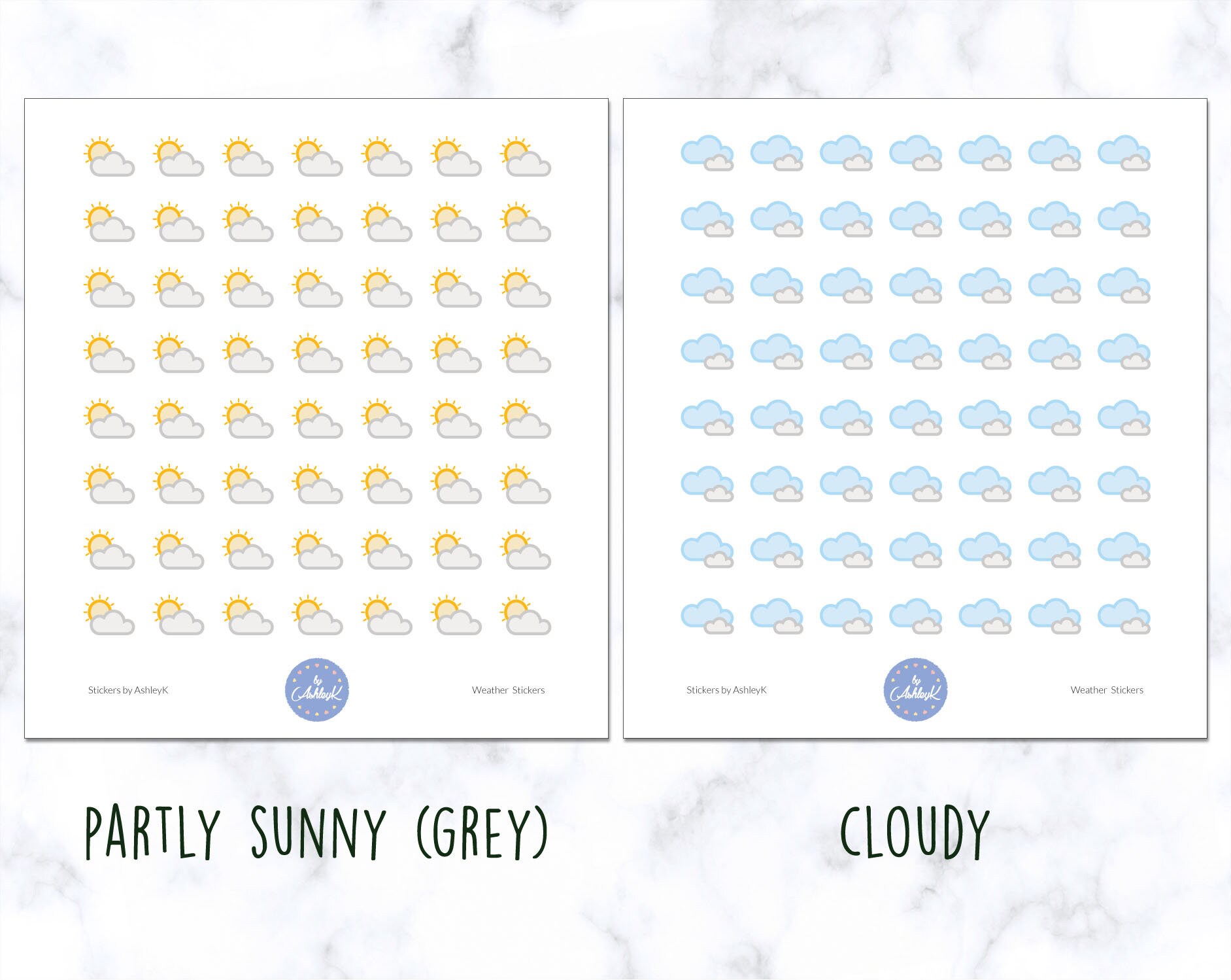 Weather Stickers Sunny Stickers Cloudy Stickers Rain | Etsy