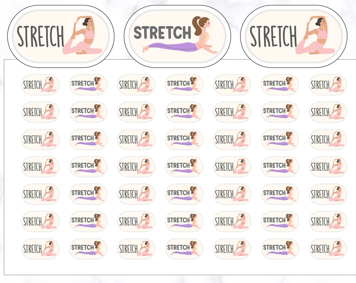 Stretch Planner Stickers | Stretching Stickers | Meditation Stickers ...
