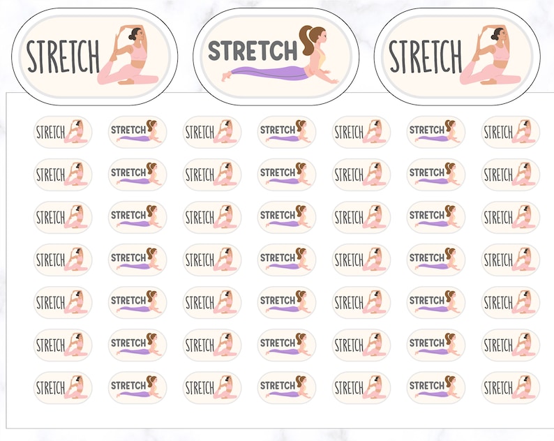 Stretch Planner Stickers | Stretching Stickers | Meditation Stickers ...