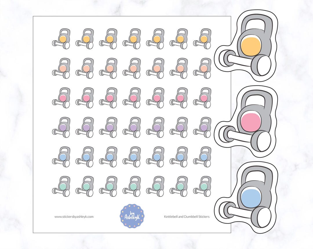 Kettlebell and Dumbbell Planner Stickers | Gym Planner Stickers ...