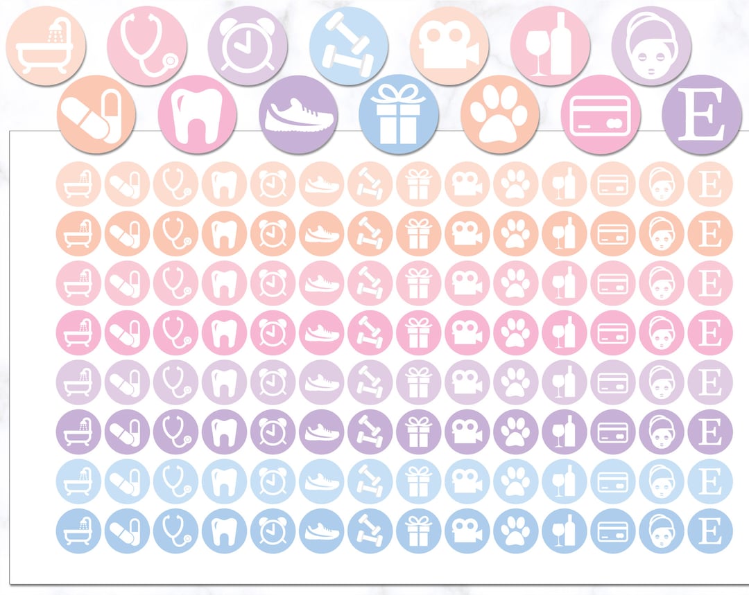 Daily Routine Icon Round Stickers | Gym Icon Stickers | Health Icon ...