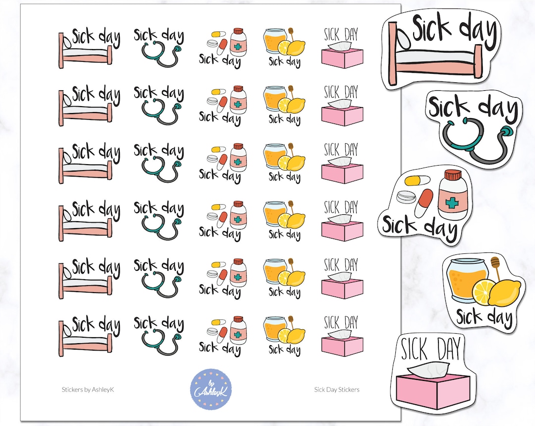 Sick Day Stickers | Sick Day Planner Stickers | Journal Stickers ...
