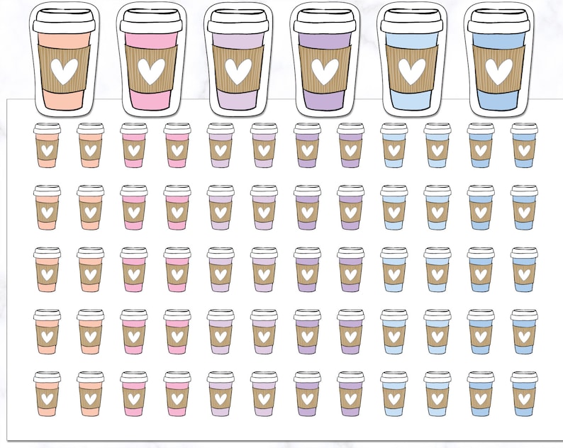Coffee Cup Stickers Coffee Stickers Coffee Time Stickers - Etsy