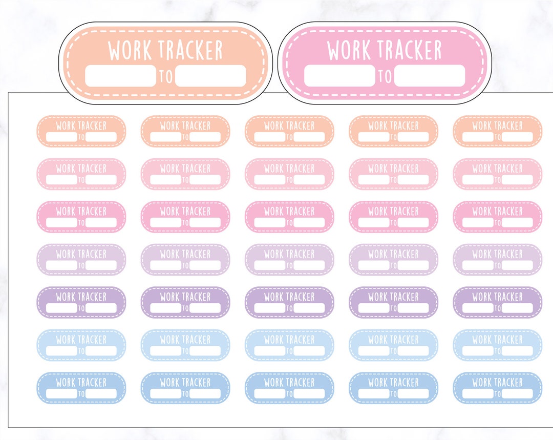 Rounded Corner Work Tracker Stickers | Work Label Stickers | Work ...