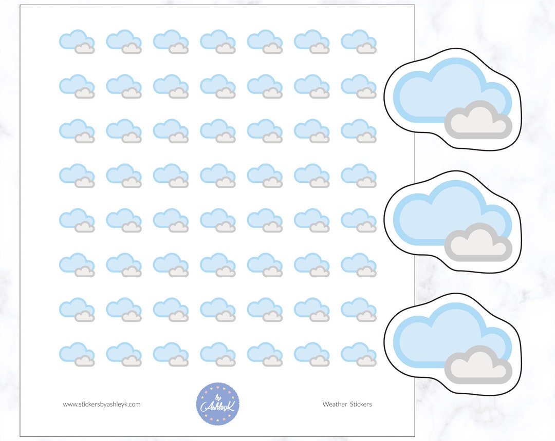 Cloudy Weather Planner Stickers | Cloudy Stickers | Cloud Weather ...