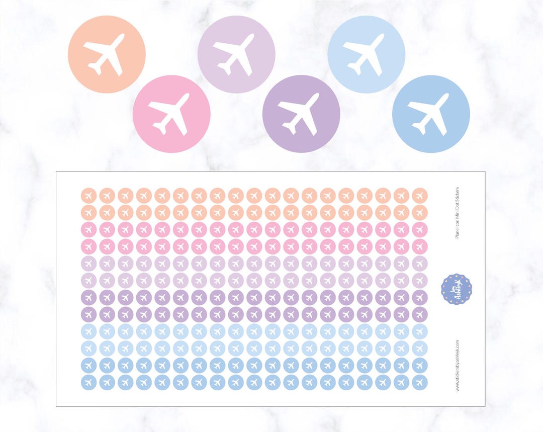 Plane Icon Mini Dot Stickers | Plane Stickers | Flight Round Icon ...