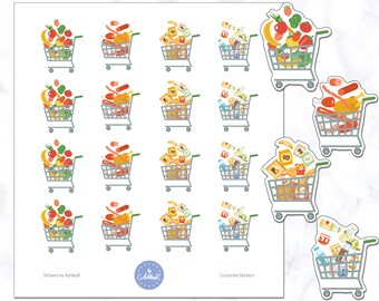 Shopping Cart Planner Stickers Shopping Stickers Grocery - Etsy