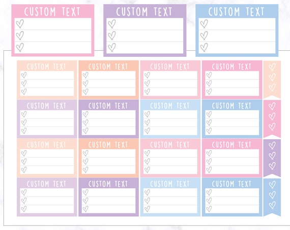 Custom Text Checklist Half Box Planner Stickers Checklist | Etsy