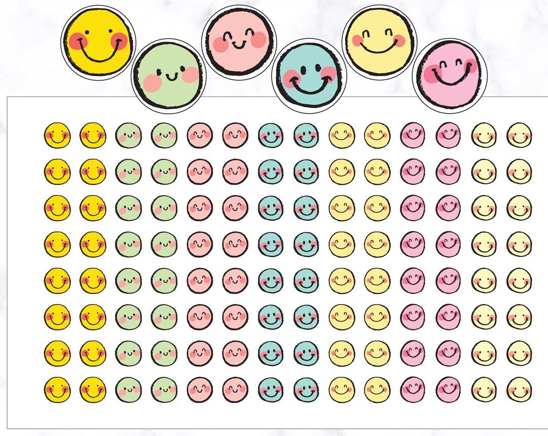 Smiley Face Stickers | Smile Stickers | Emoticon Round Stickers | Face ...