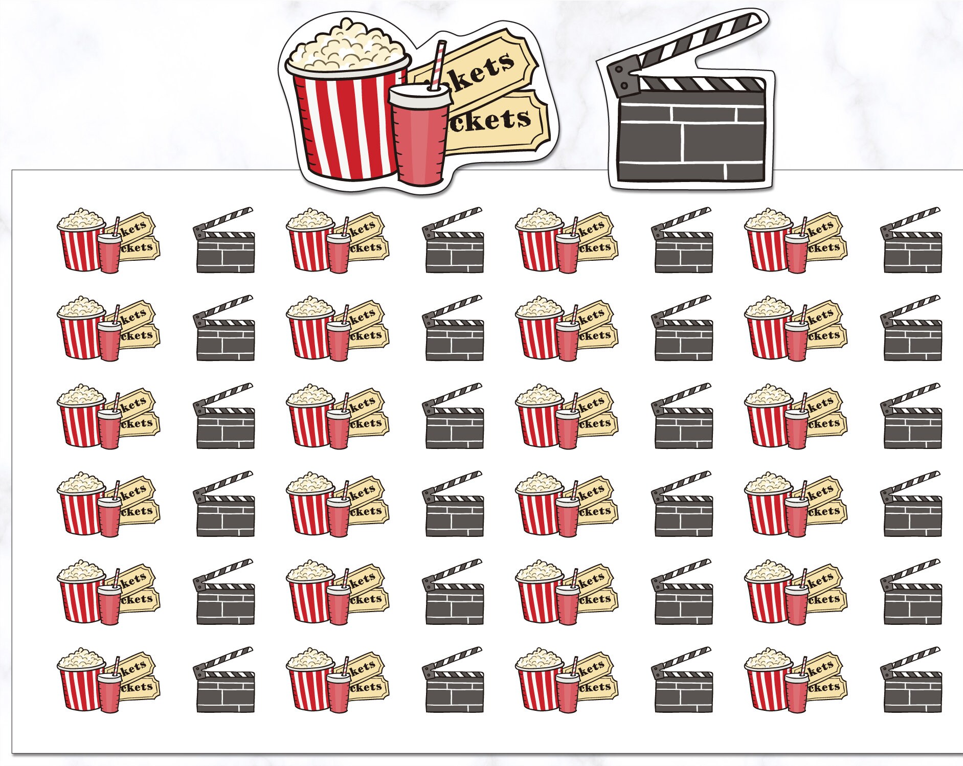 Movie Planner Stickers Cinema Stickers Planner Stickers - Etsy