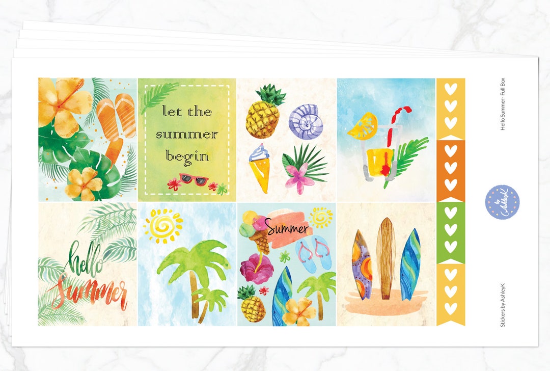 Hello Summer Weekly Kit for Erin Condren Vertical Planner | Summer ...