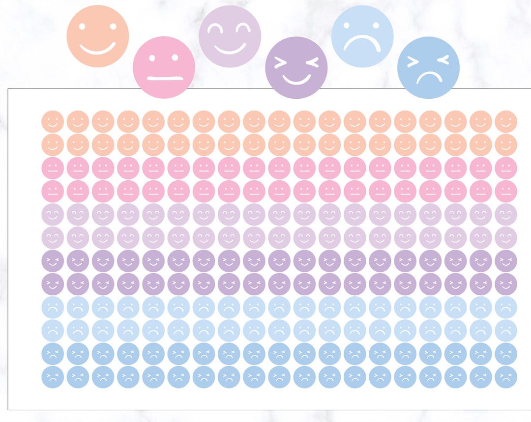 Mini Cute Emoticon Dot Stickers | Emoticon Round Stickers | Face ...