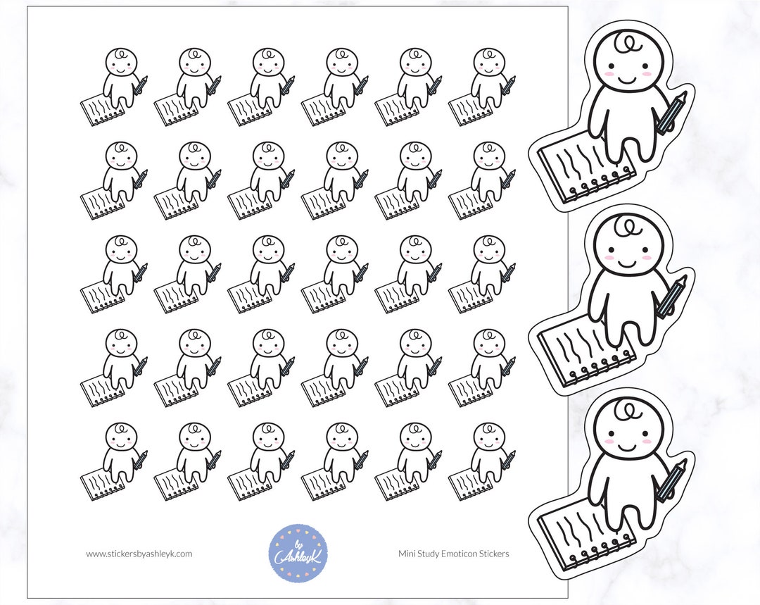 Mini Study Emoji Planner Stickers Study Stickers Book Planner Stickers ...