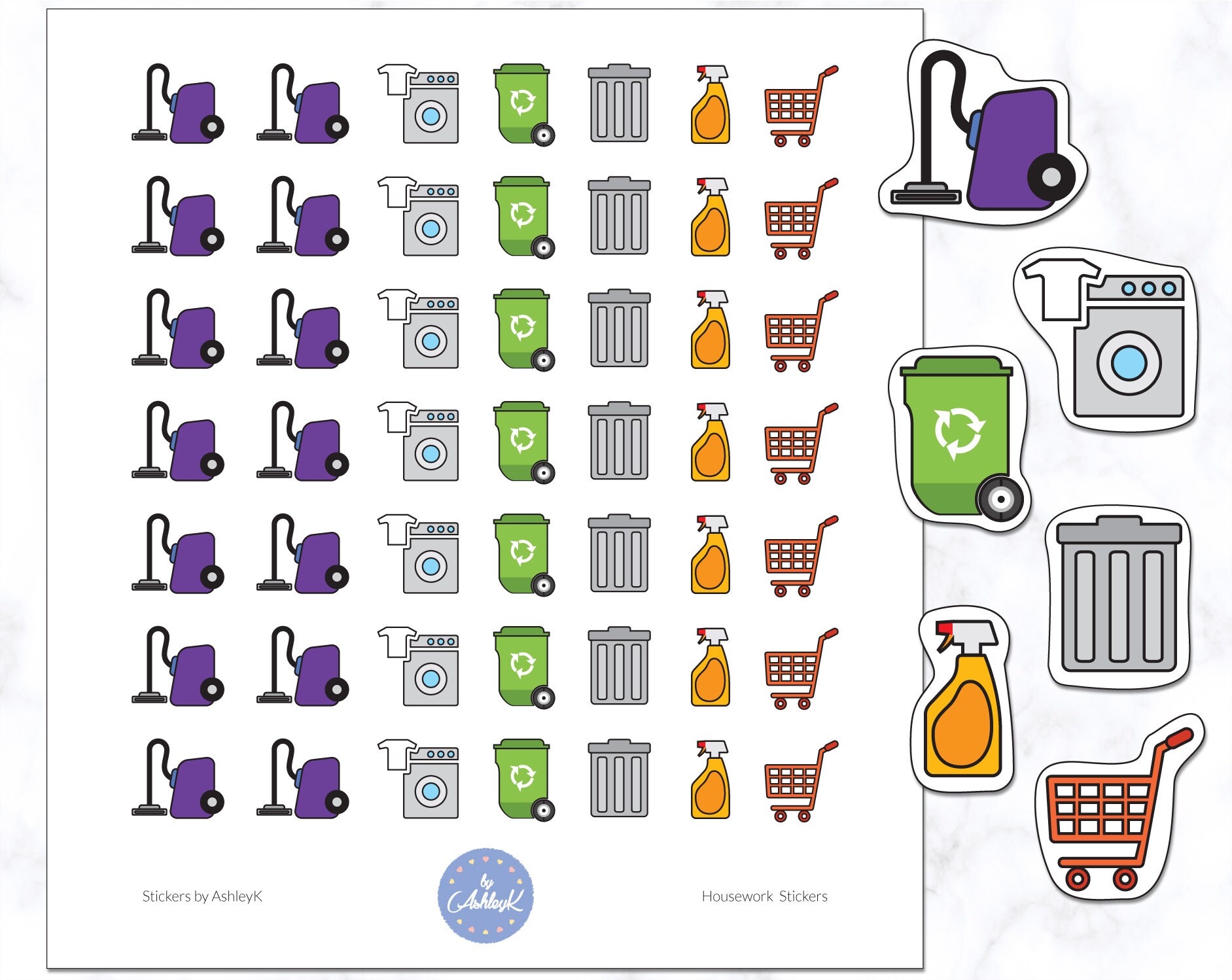 Housework Stickers Cleaning Stickers Planner Stickers | Etsy