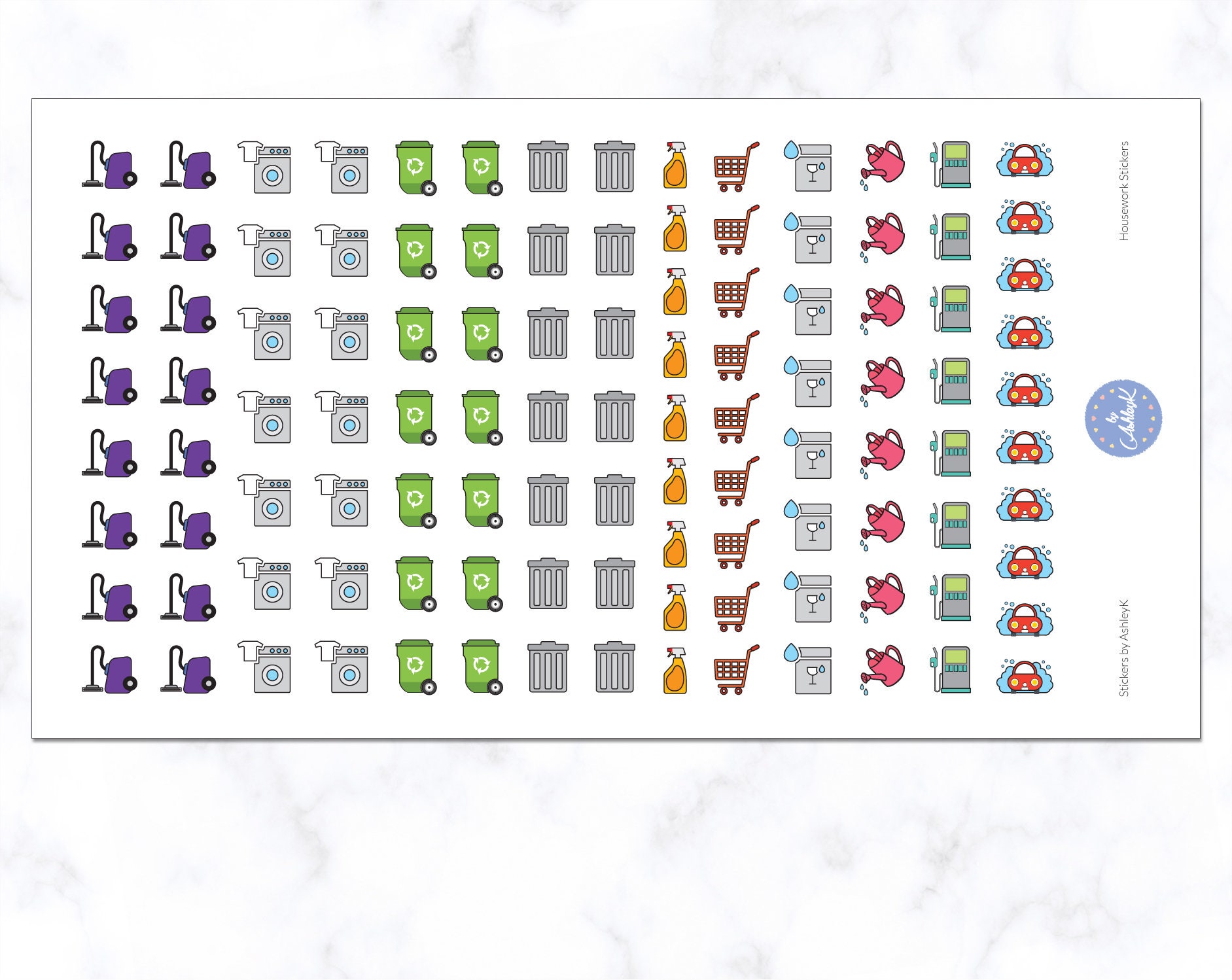 110 Housework Planner Stickers | Cleaning Stickers | Laundry Stickers ...