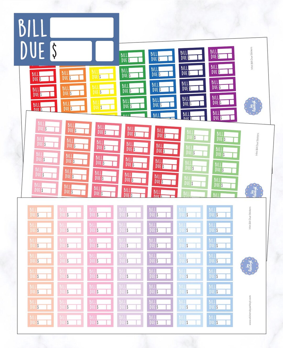 Mini Bill Due Planner Stickers | Bill Due Stickers | Pay Bill Stickers ...