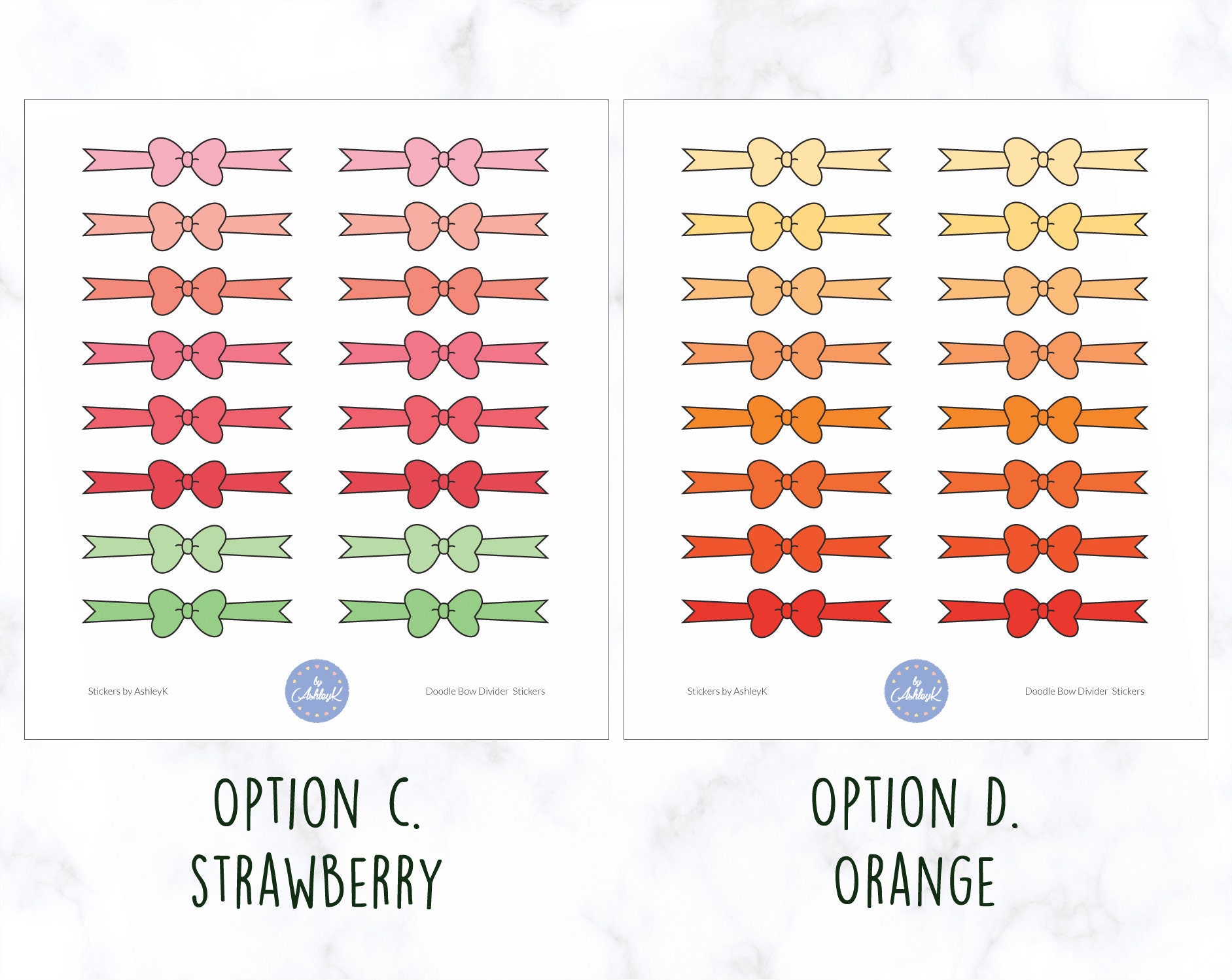 Doodle Bow Divider Stickers Bow Divider Planner Stickers - Etsy