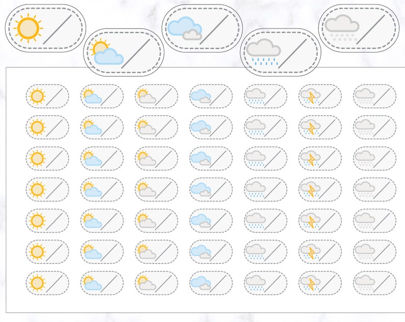 Weather Icon Tracker Stickers Weather Planner Stickers - Etsy
