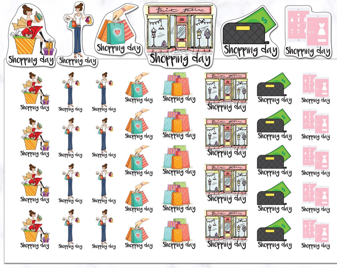 Shopping Planner Stickers | Shopping Girl Stickers | Shopping Time ...