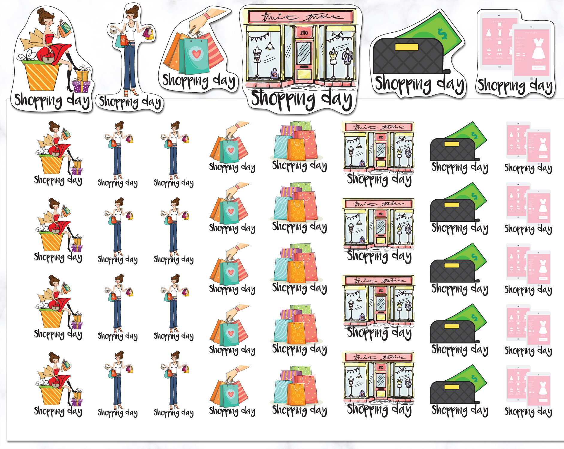 Shopping Planner Stickers Shopping Girl Stickers Shopping - Etsy