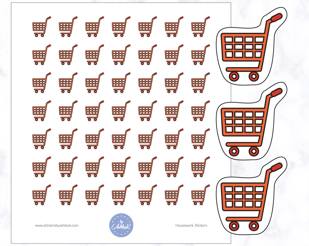 Shopping Cart Housework Stickers | Grocery Shopping Stickers | Cart ...