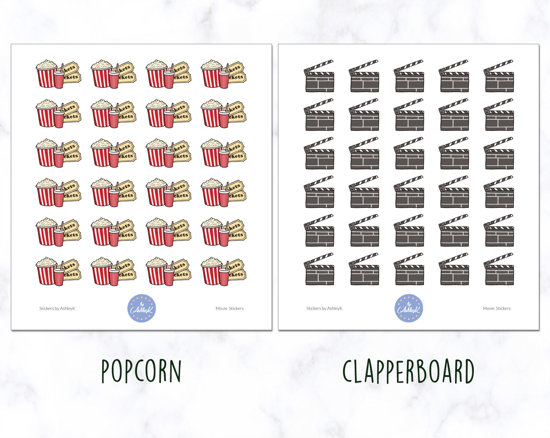 Movie Stickers Movie Night Stickers Movie Date Cinema - Etsy