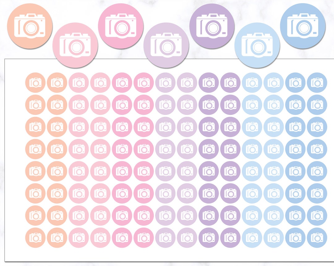 Camera Icon Round Planner Stickers | Camera Icon Stickers | Camera ...