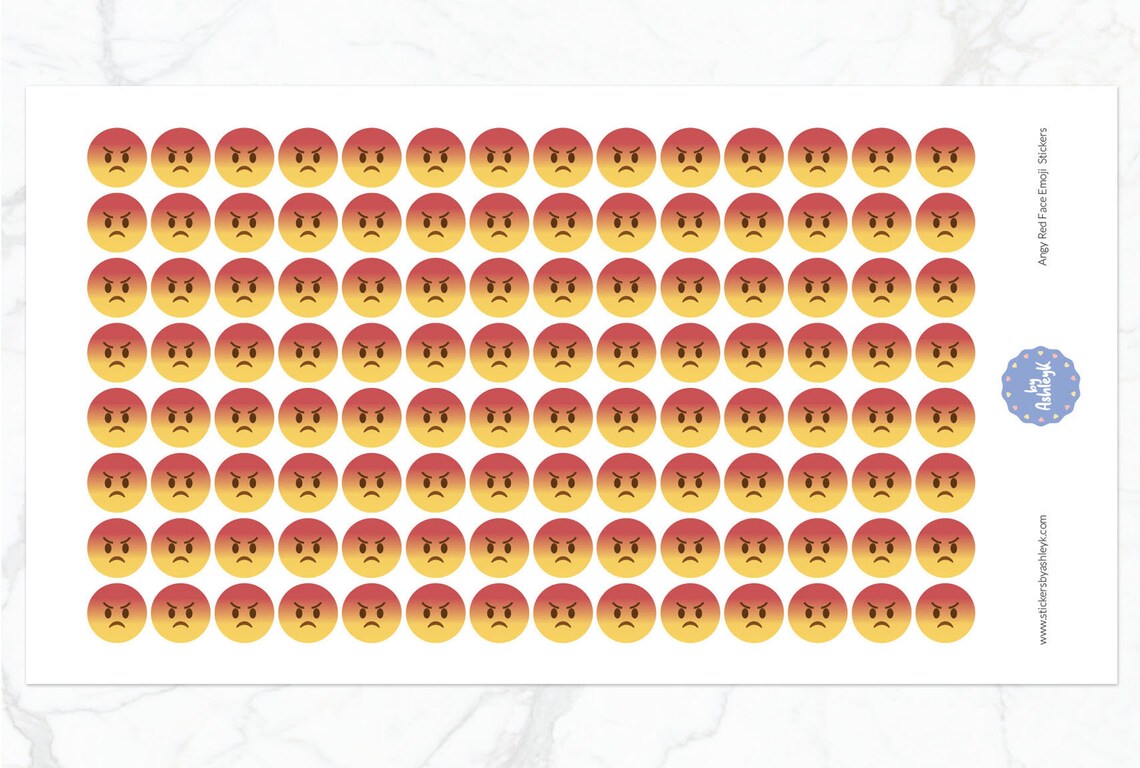 Angry Red Face Emoji Planner Stickers | Angry Face Emoji Stickers ...