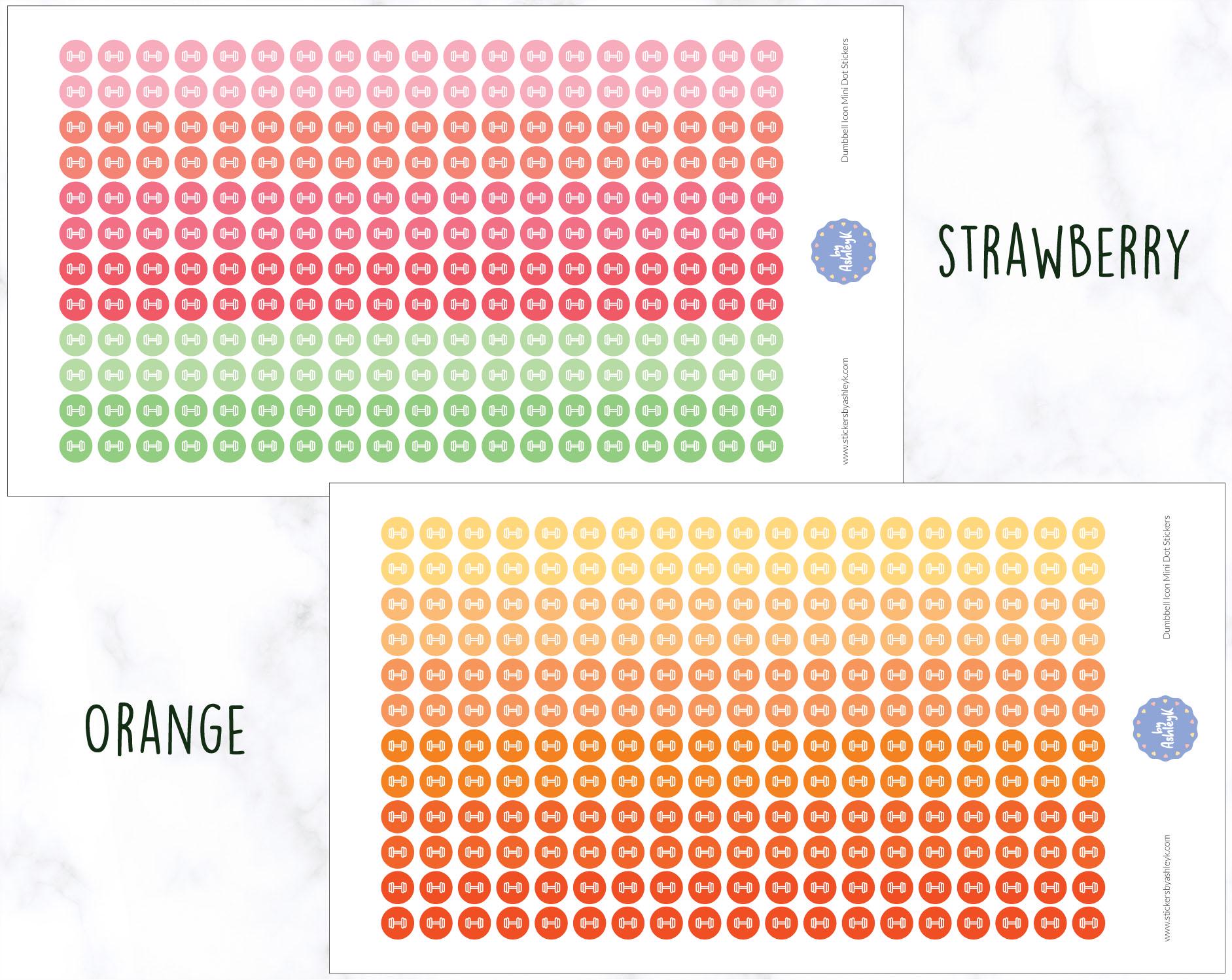 Dumbbell Icon Mini Dot Stickers | Gym Stickers | Workout Icon Stickers ...