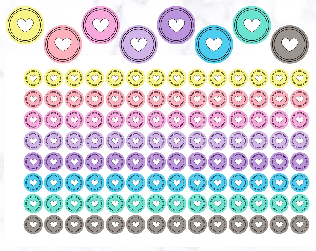 Cute Heart Icon Stickers | Symbol Stickers | Round Icon Stickers ...