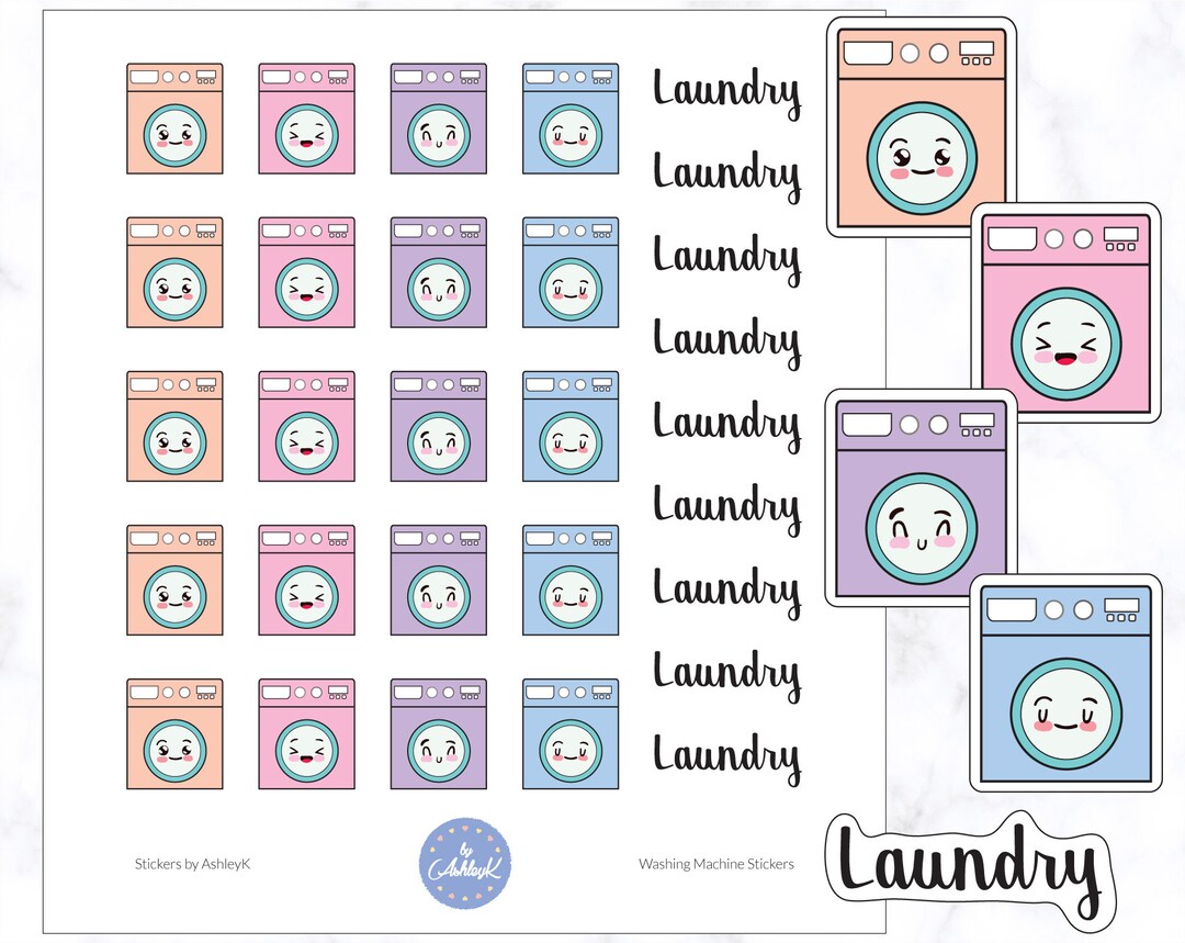 Washing Machine Stickers | Laundry Stickers | Laundry Day | Planner ...