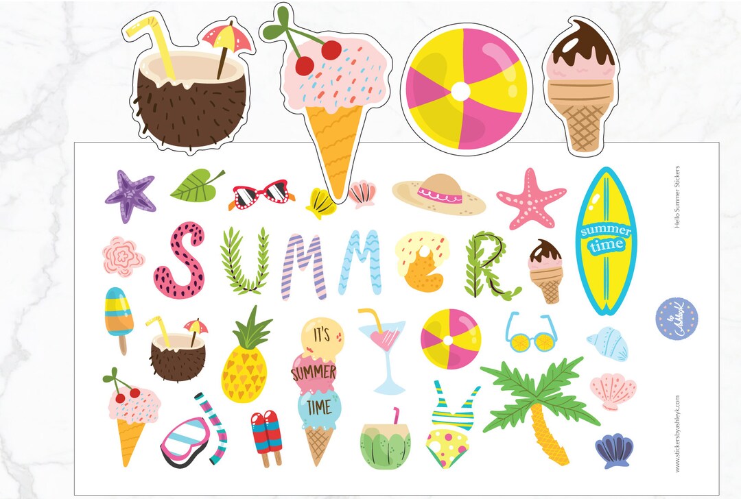 Hello Summer Decorative Stickers | Summer Decorative Planner Stickers ...