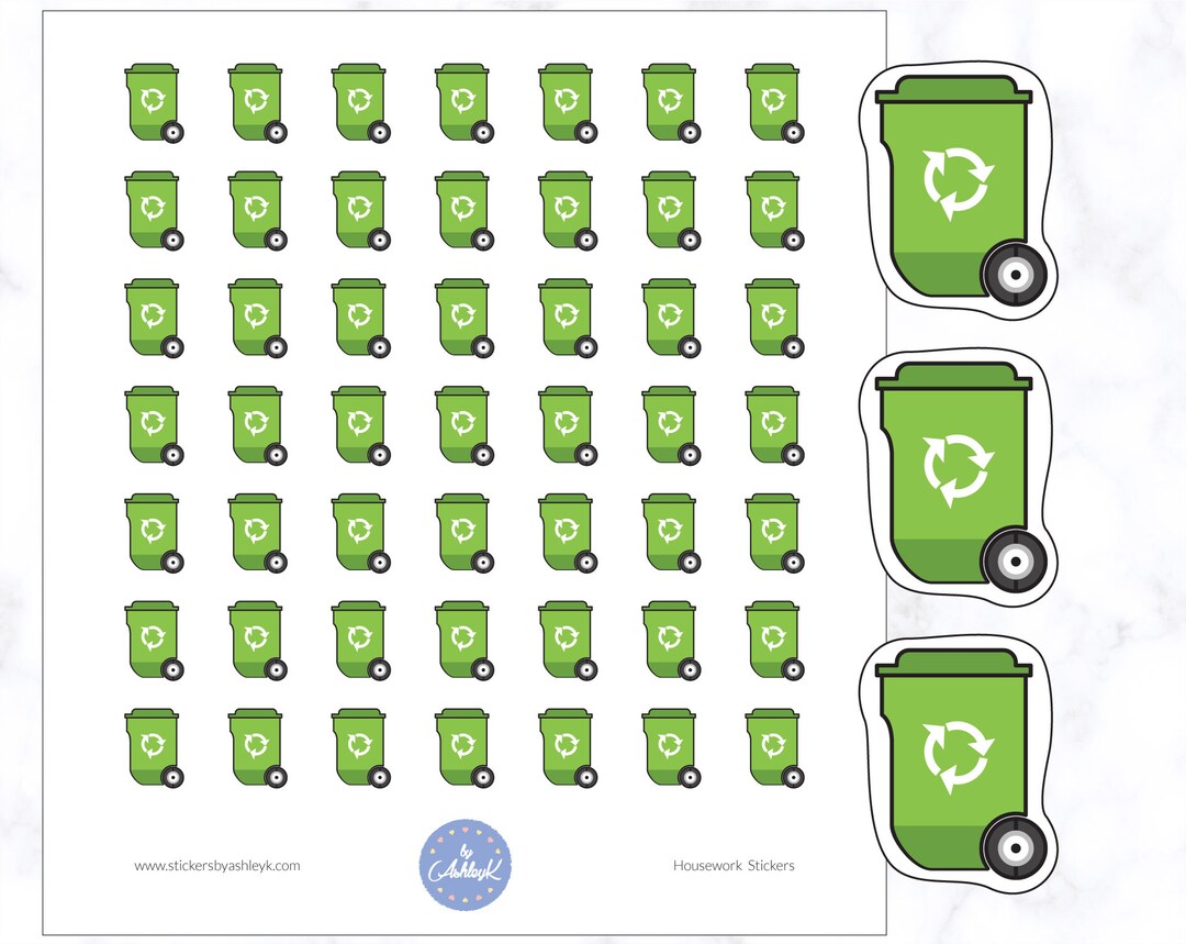 Recycle Housework Stickers | Recycling Stickers | Recycle Bin Planner ...