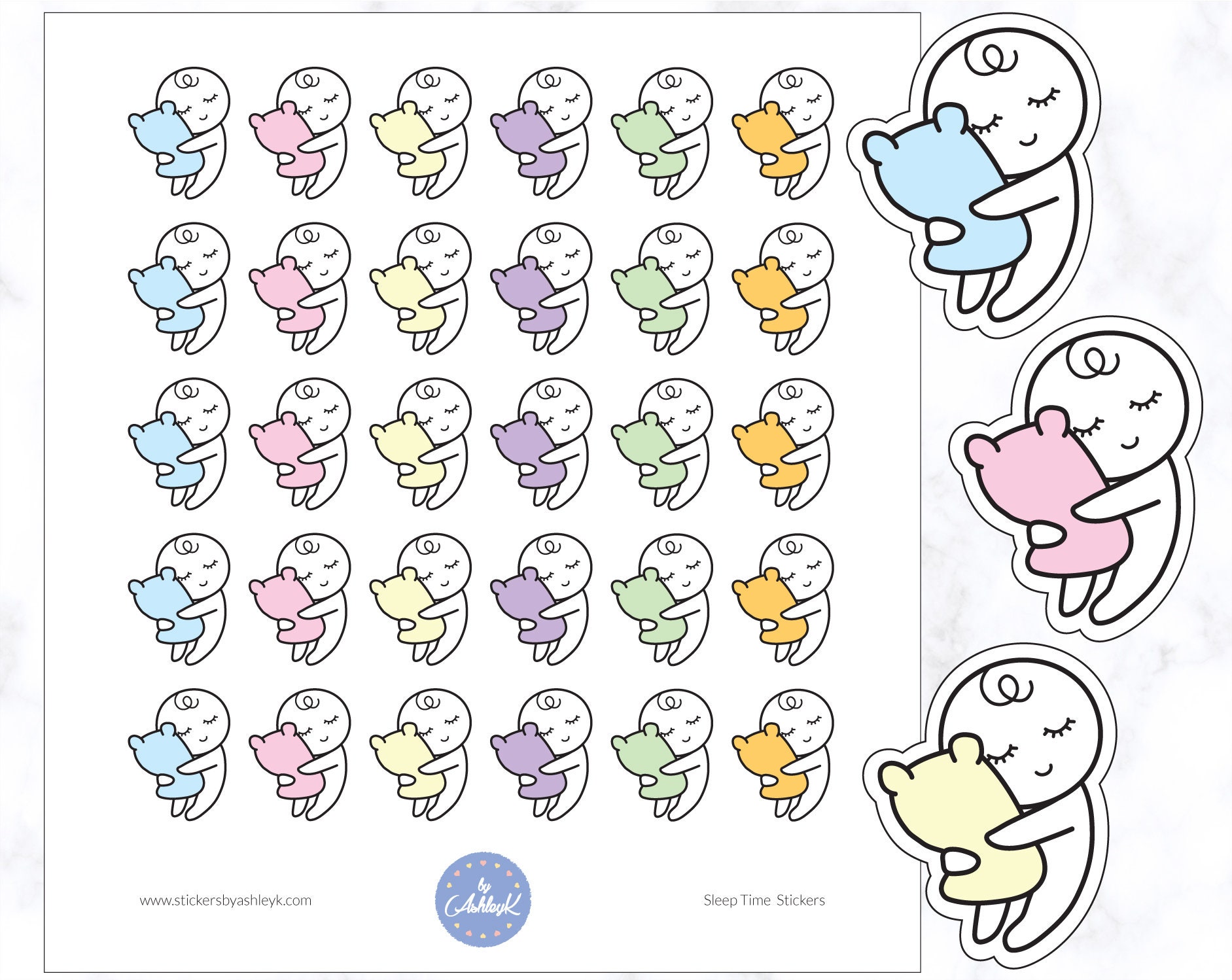 Mini Sleep Time Emoji Planner Stickers | Sleepy Stickers | Sleep Time ...