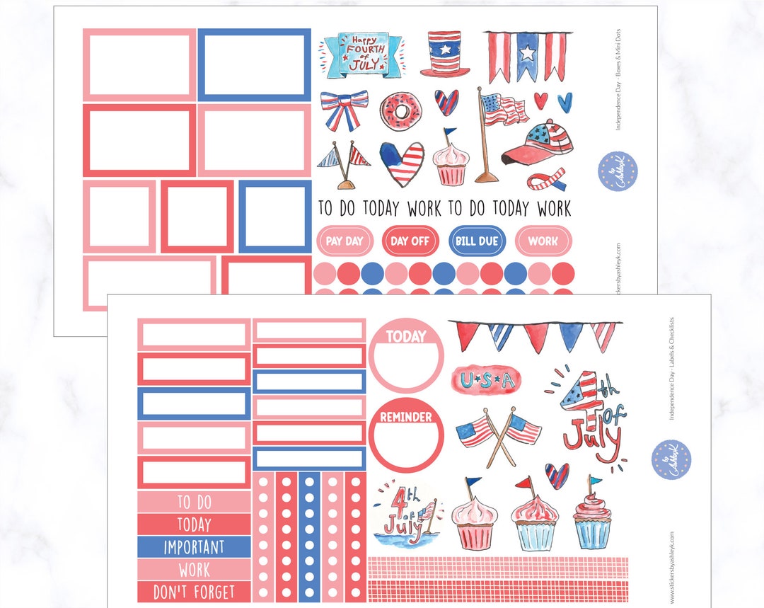 Independence Day Weekly Spread Planner Stickers | 4th of July Weekly ...