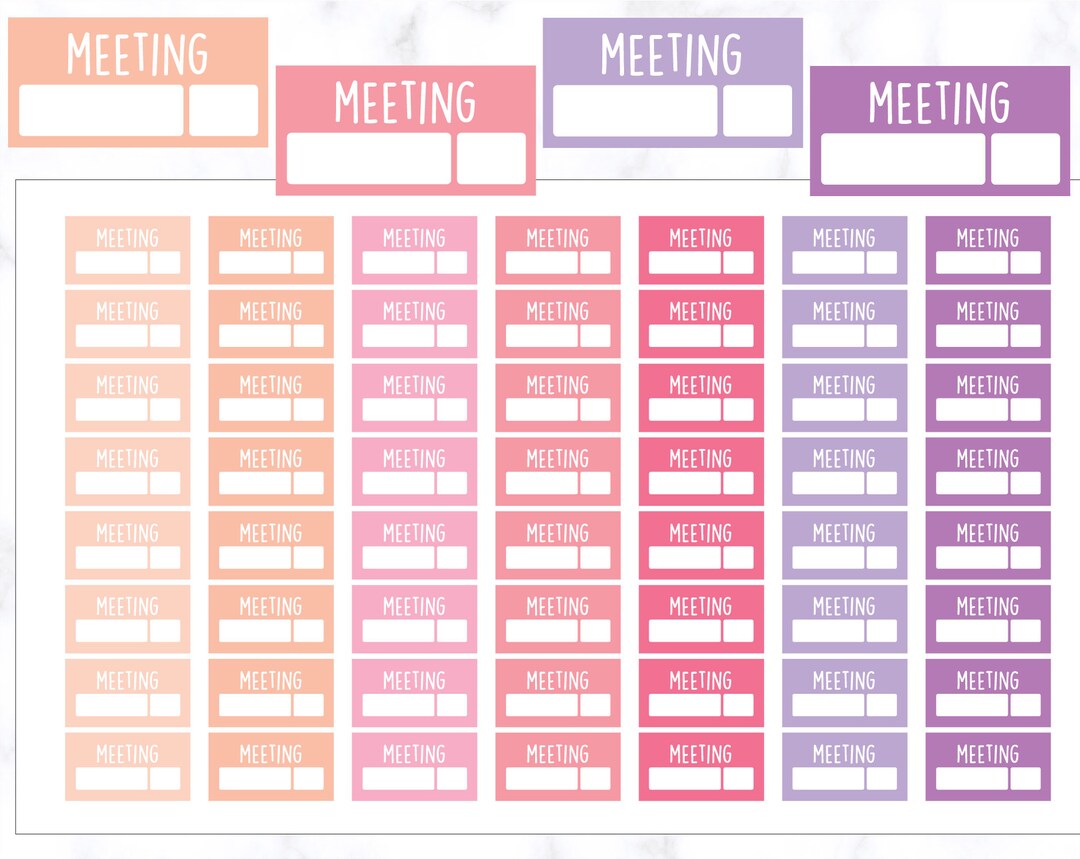 Mini Meeting Stickers | Meeting Label Stickers | Meeting Tracker ...