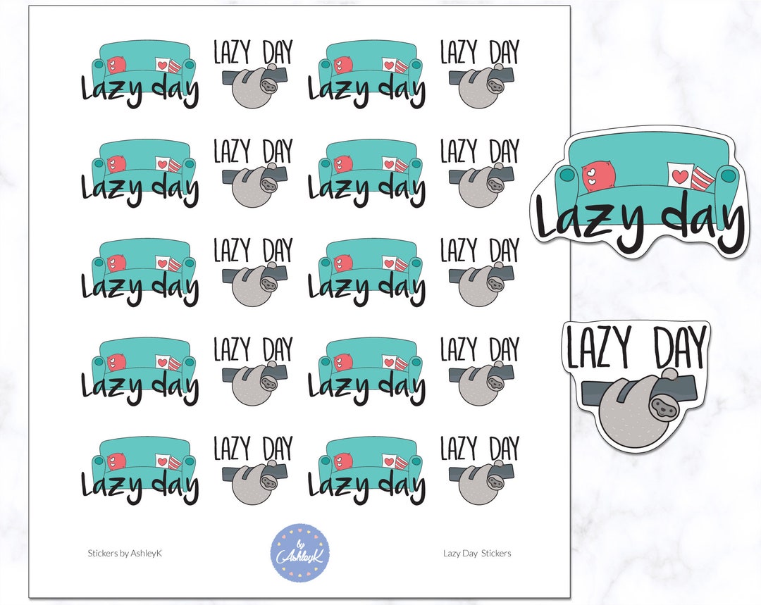 Lazy Day Stickers | Sloth Stickers | Couch Sticker | Planner Sticker ...