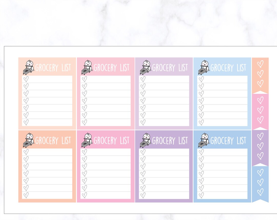 Emoticon Grocery List Planner Stickers | Grocery Shopping Stickers ...