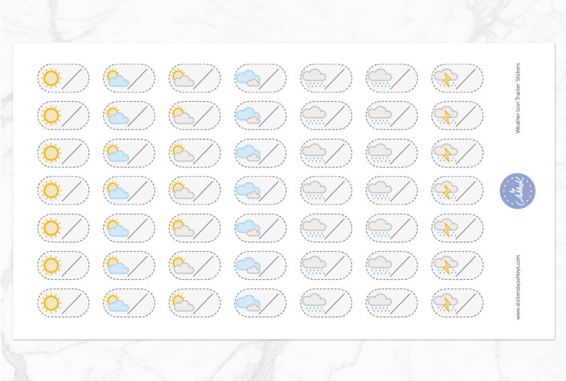 Weather Icon Tracker Stickers Weather Planner Stickers - Etsy